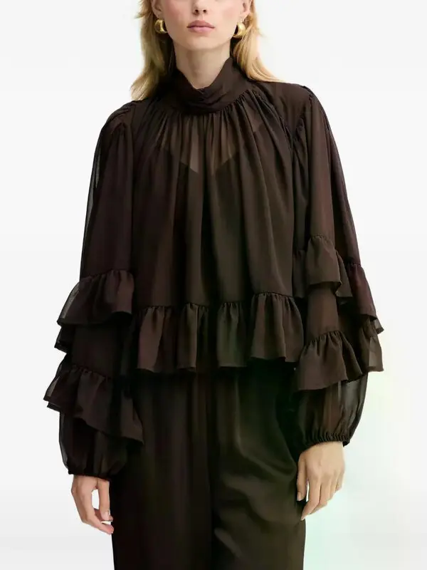 GESTUZ Gzmio Ruffled High-neck Blouse