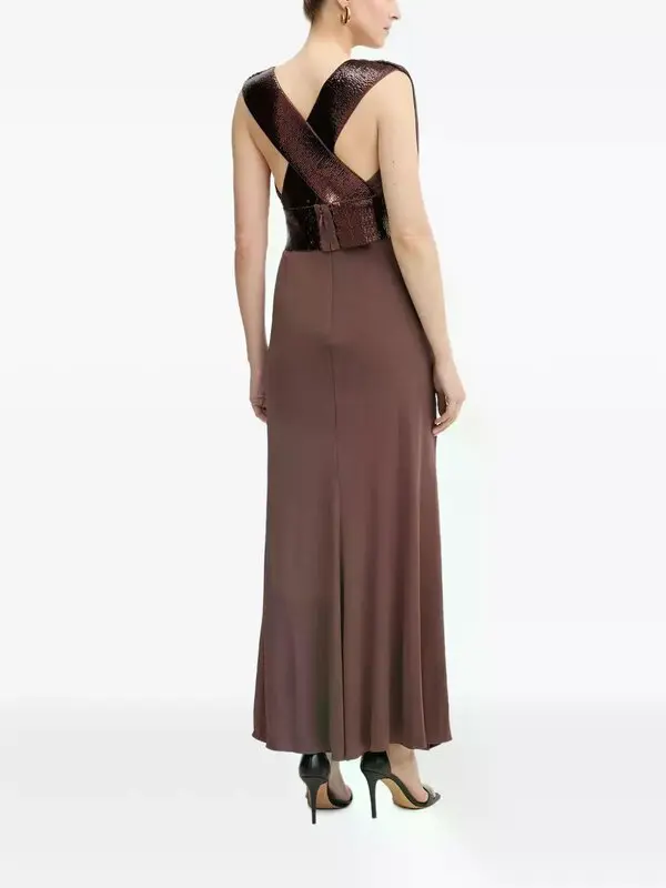 Herve Leger Lucille Sequin V-neck Maxi Dress