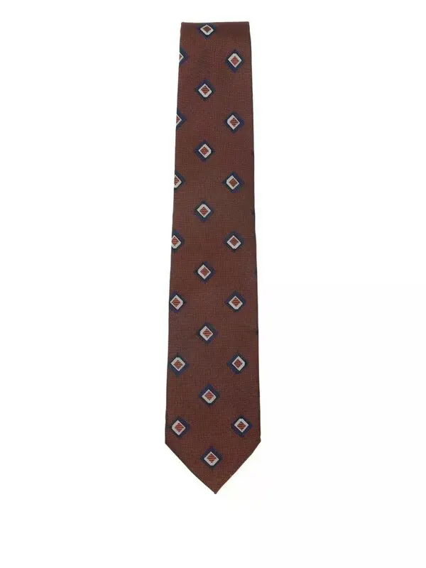 BIGI Diamond-print Neck Tie - Brown