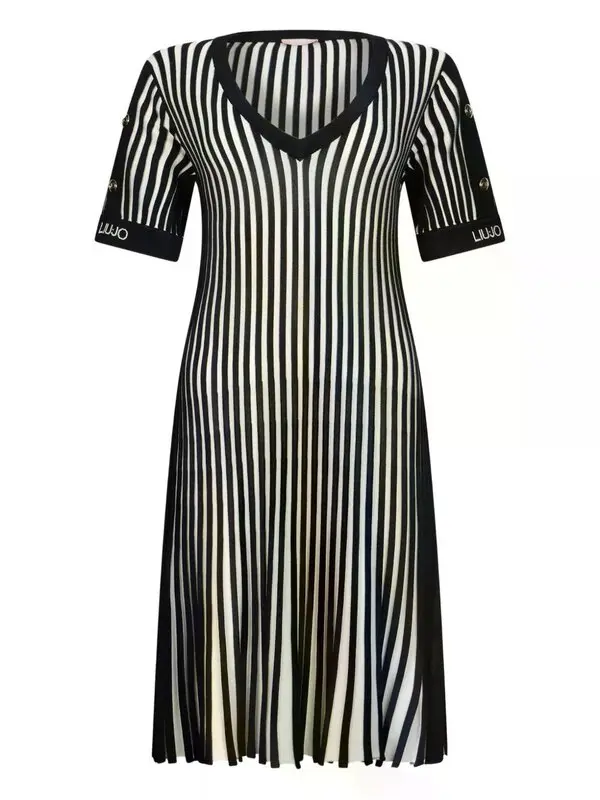 Liu Jo Striped Knit V-neck Short Sleeve Dress