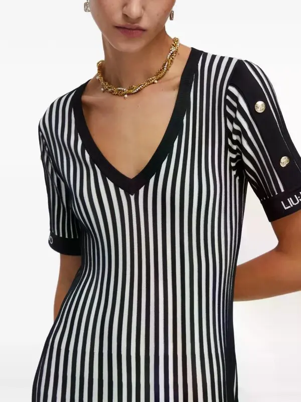 Liu Jo Striped Knit V-neck Short Sleeve Dress