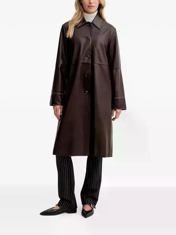Paul Smith Stitching Buttoned Leather Coat