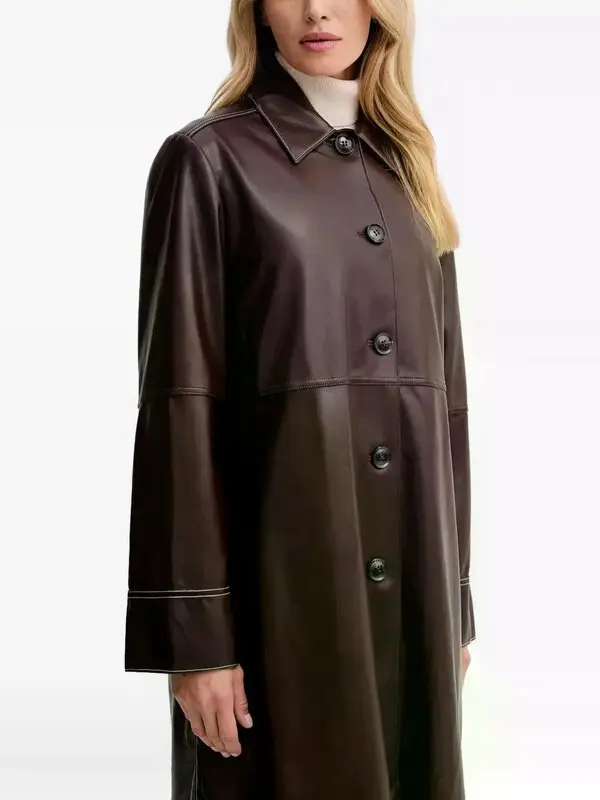 Paul Smith Stitching Buttoned Leather Coat