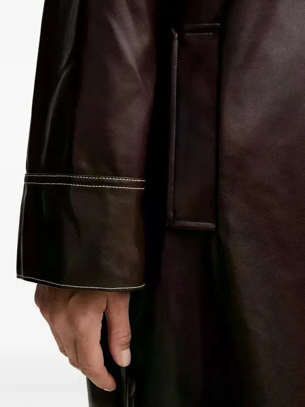 Paul Smith Stitching Buttoned Leather Coat