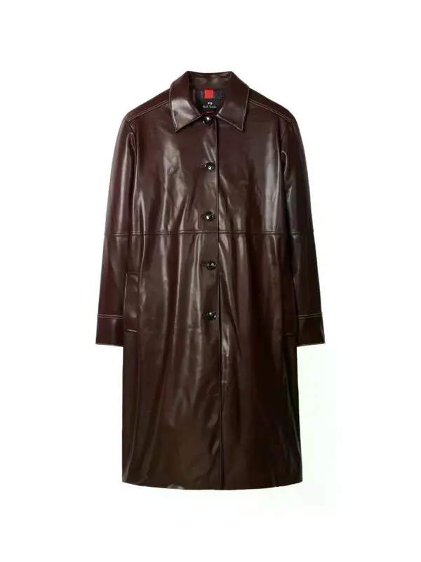 Paul Smith Stitching Buttoned Leather Coat