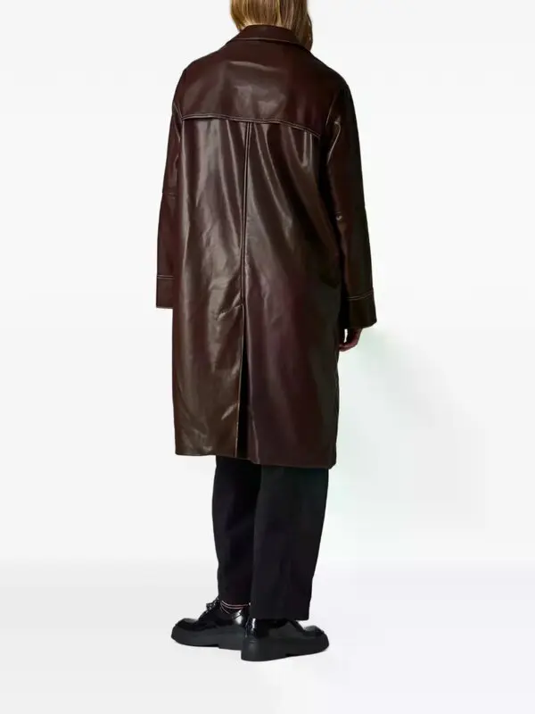 Paul Smith Stitching Buttoned Leather Coat