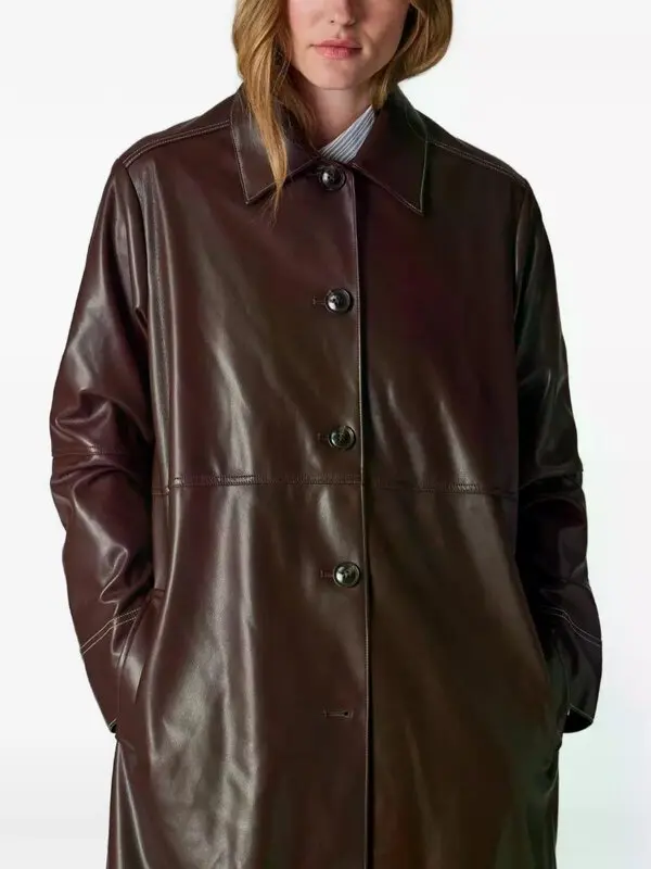 Paul Smith Stitching Buttoned Leather Coat