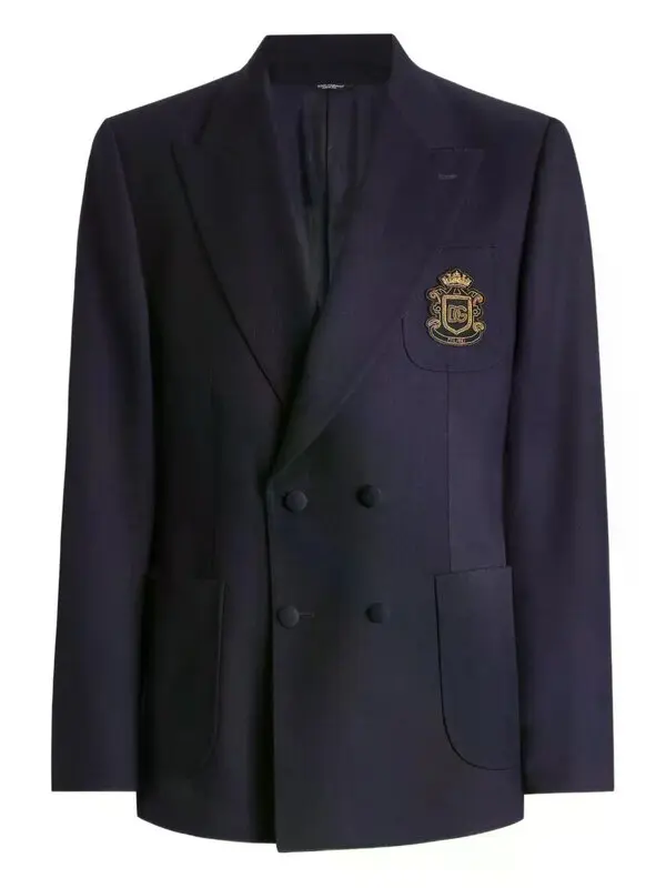Dolce & Gabbana Double-breasted Crest-appliqué Blazer