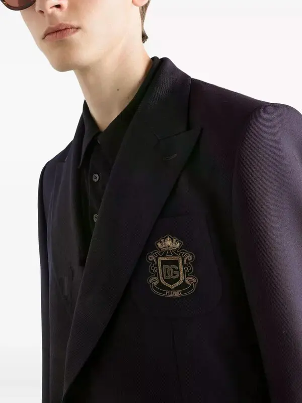 Dolce & Gabbana Double-breasted Crest-appliqué Blazer