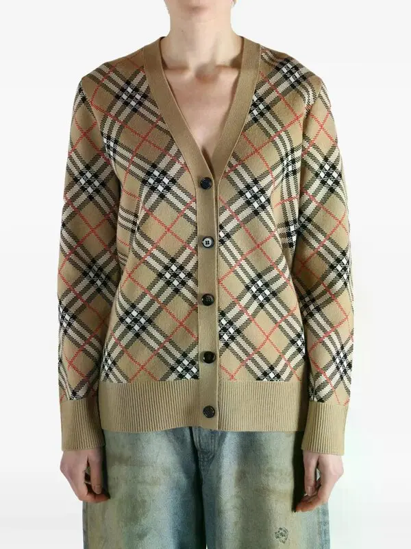 Burberry Check-pattern Cardigan - Neutrals