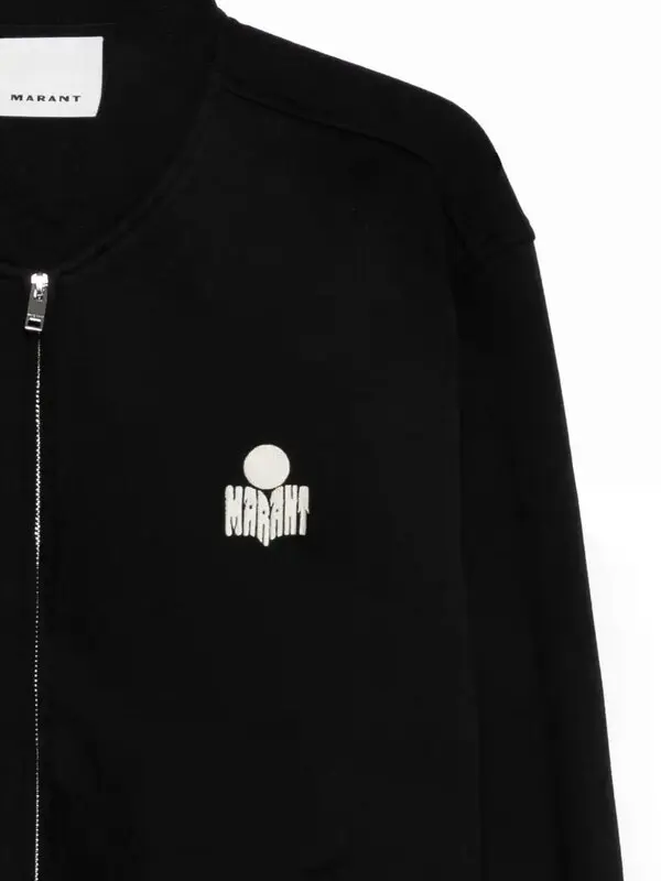 MARANT Zip-up Logo Sweater - Black