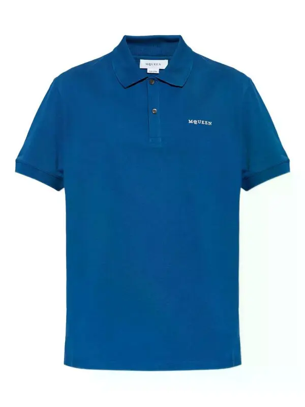 Alexander McQueen Embroidered Polo Shirt - Blue