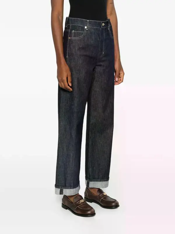 Max Mara Cuffed Hem Stitching Jeans - Blue
