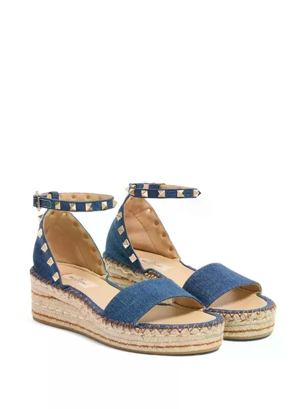 Valentino Garavani Rockstud Denim Espadrilles