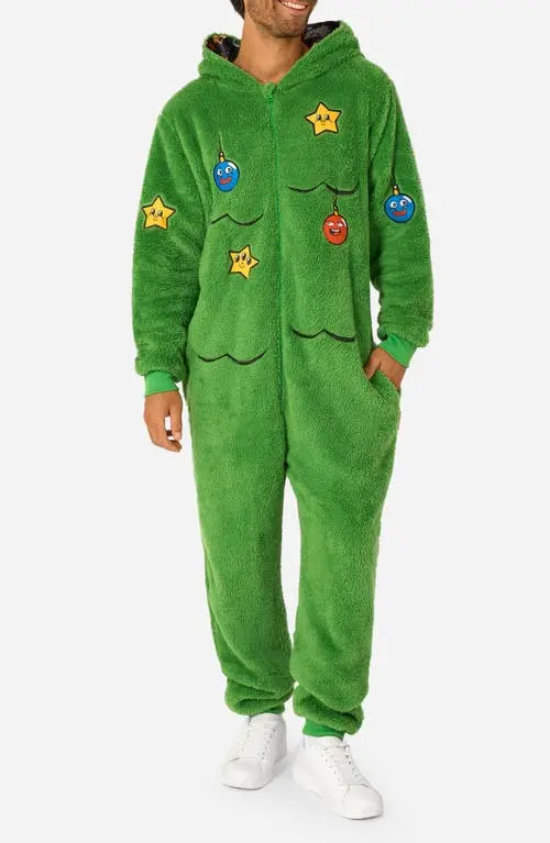 Opposuits Merry Jinglejoy Hooded Fleece Jumpsuit - Green