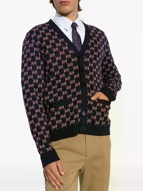 Gucci Monogram Wool Cardigan - Blue