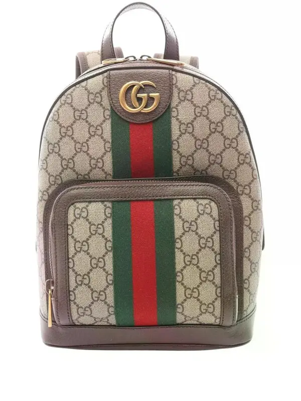 Gucci Small Gg Supreme Ophidia Web Backpack - Brown