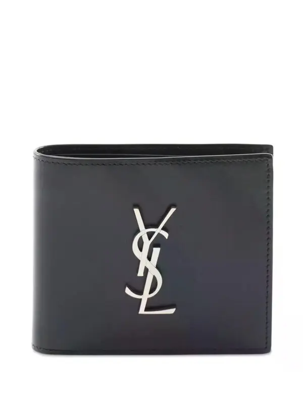 Saint Laurent 2010-2025 Leather Monogram Wallet Small Wallets - Black