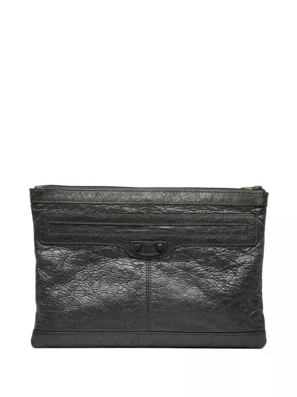 Balenciaga Lambskin Motocross Classic Clip M Clutch - Black