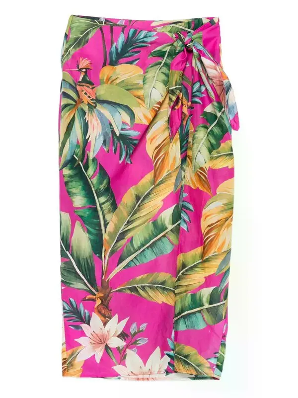 Farm Rio Floral Tie Midi Skirt - Pink