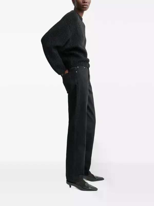 TOTEME Mohair-blend Rib-knit Crew Neck Long Sleeve Pullover - Black
