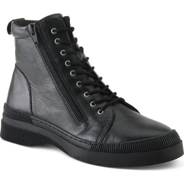 SPRING STEP SHOES Leather Combat Boots - Black