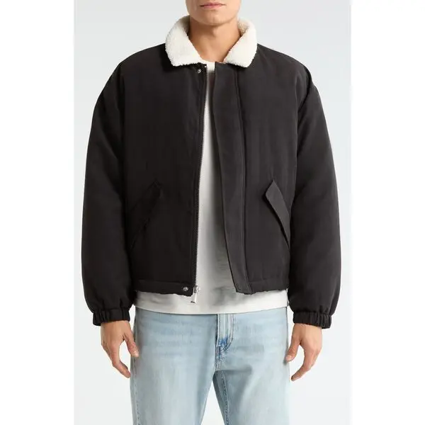 PACSUN Pilot Puffer Jacket With Faux Shearling Collar