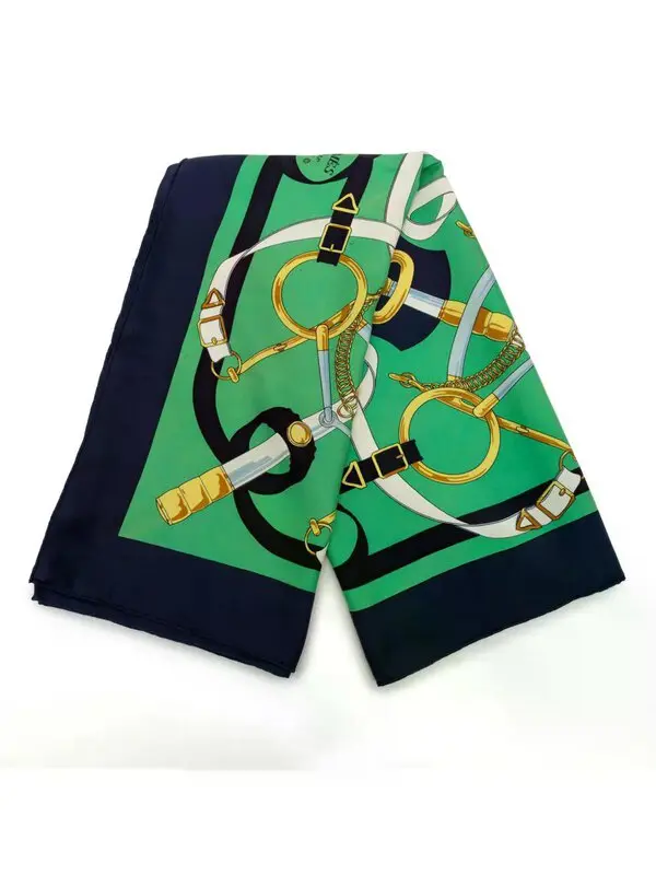 Hermès 20th Century Eperon D Or Silk Scarf 90 Scarves - Blue