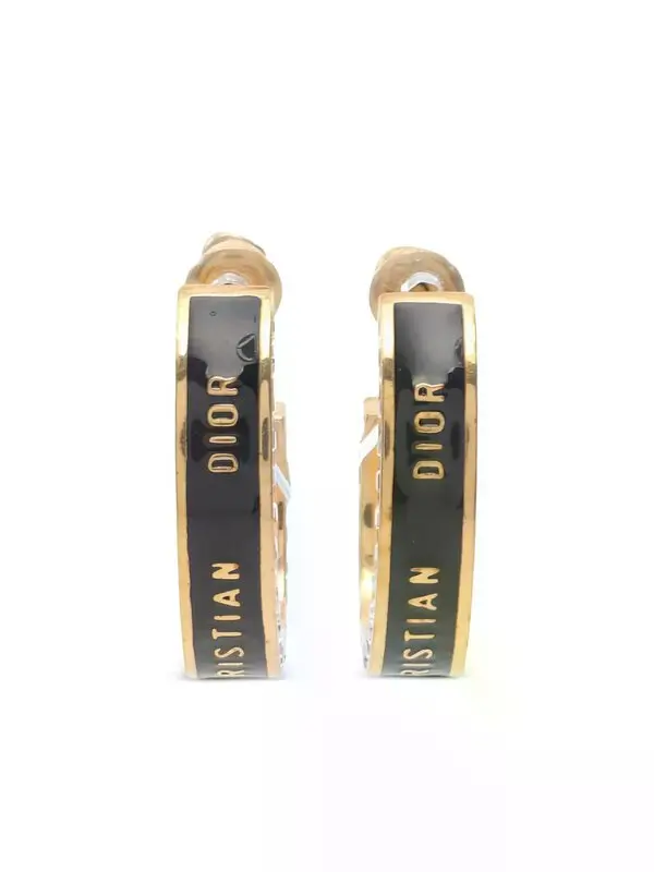 Dior 2010s Night Code Hoop Earrings - Gold