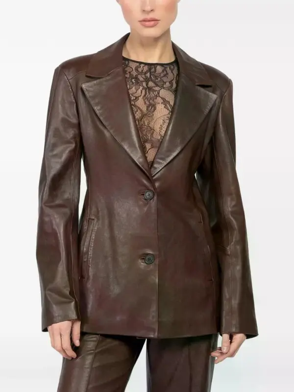 Zeynep Arçay Buttoned Leather Blazer