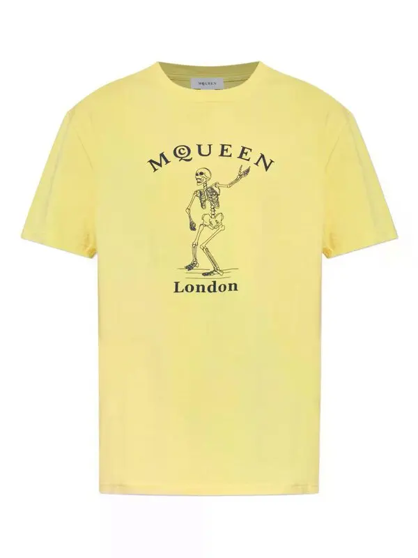 Alexander McQueen Skeleton-graphic T-shirt - Yellow