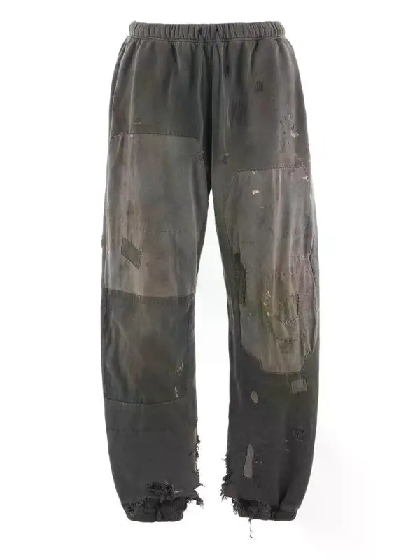 SAINT MXXXXXX Patchwork Frayed Track Pants - Grey