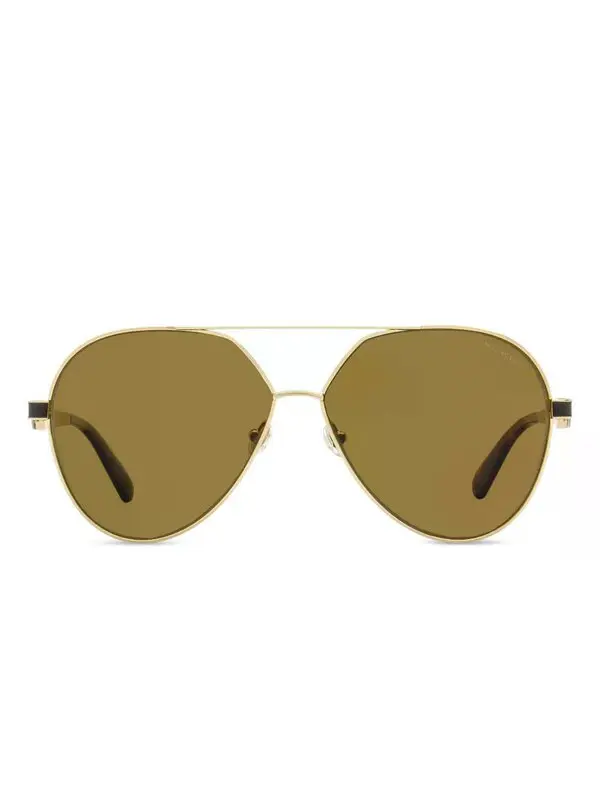 Moncler Pilot Wide-bridge Sunglasses - Gold