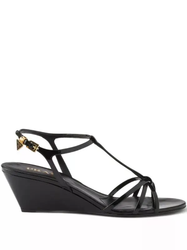 Prada Leather Wedge Sandals