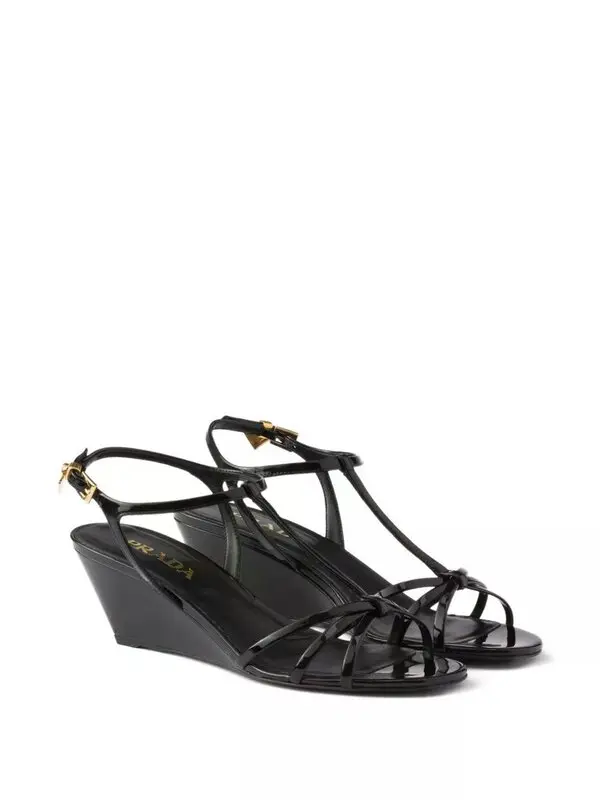 Prada Leather Wedge Sandals