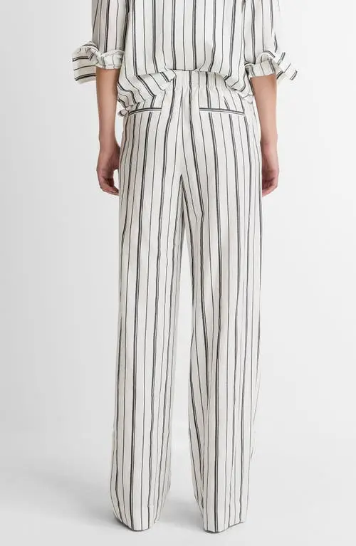 Vince Striped Wide Leg Pull-on Pants - Whb-white/black