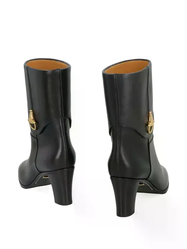 Gucci Half Horsebit Leather Ankle Boots