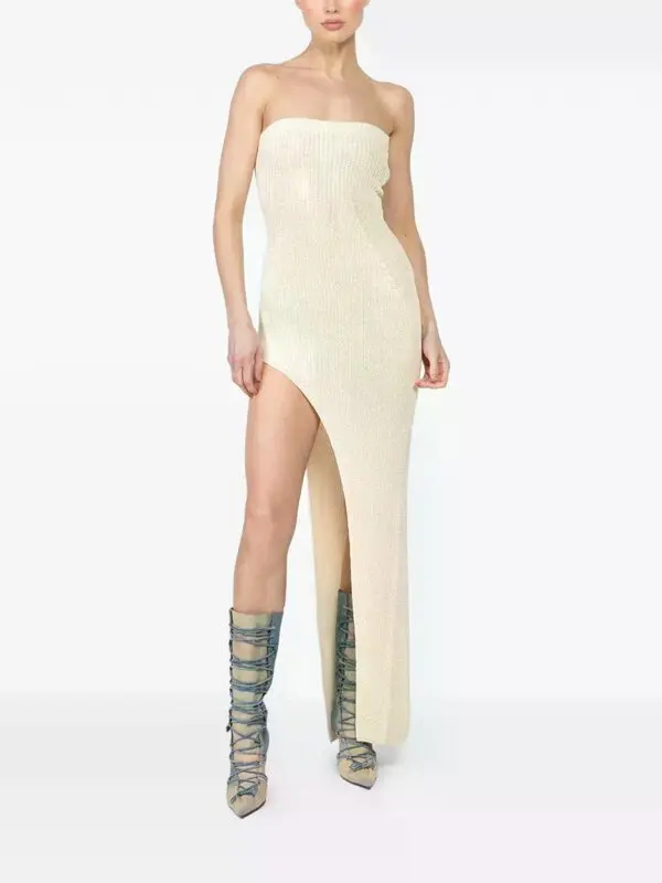 AYA MUSE Strapless Split Maxi Dress