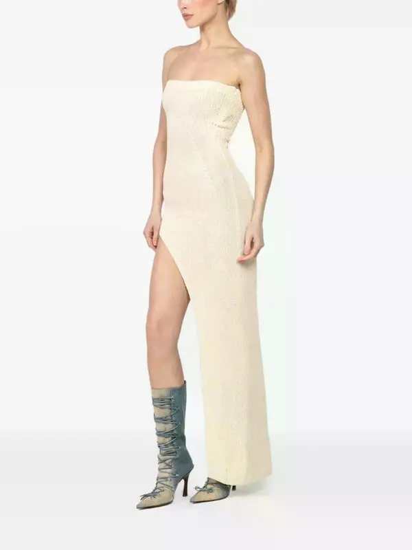 AYA MUSE Strapless Split Maxi Dress