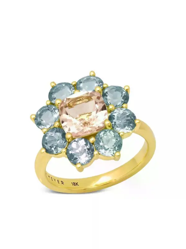 JENNIFER MEYER Aquamarine And Morganite Flower Ring - Gold