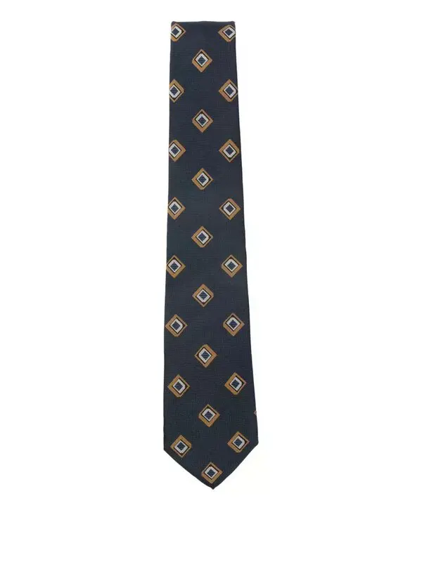 BIGI Diamond-pattern Neck Tie - Blue