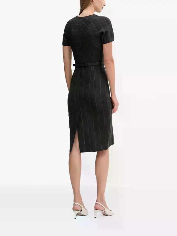 SANDRO FERRONE Pinstripe-pattern Belted Midi Dress
