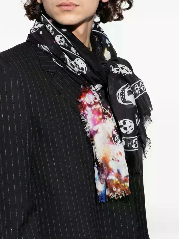 Alexander McQueen Skull-pattern Fringed Scarf