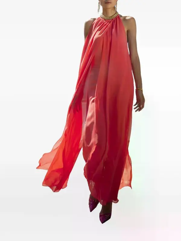 HANITA Halterneck Wide Leg Jumpsuit - Red