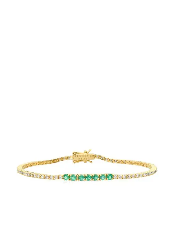 JENNIFER MEYER Diamond And Emerald Tennis Bracelet - Gold
