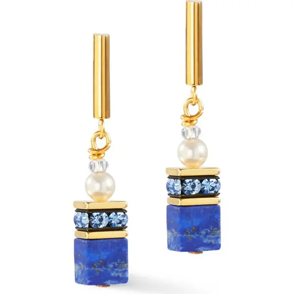 COEUR DE LION Geocube Precious Fusion Pearl Earrings - Blue