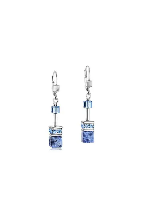 COEUR DE LION Geocube® Earrings - Sodalite & Haematite Blue