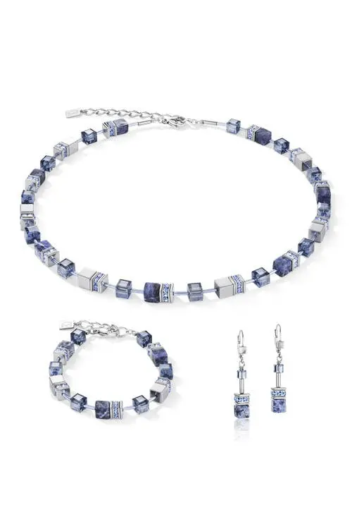 COEUR DE LION Geocube® Earrings - Sodalite & Haematite Blue