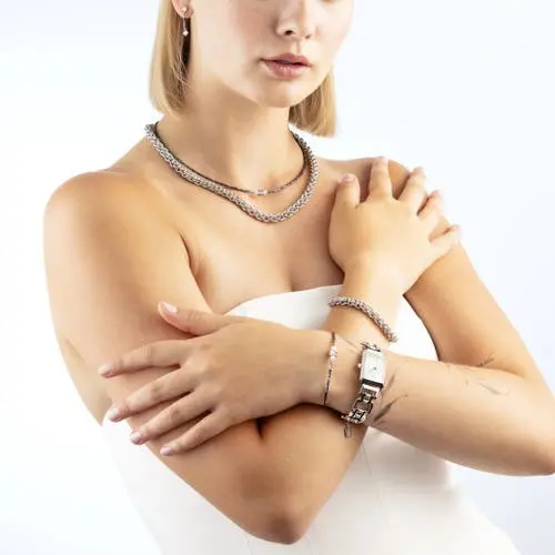 COEUR DE LION Mesh Chain Necklace - Silver