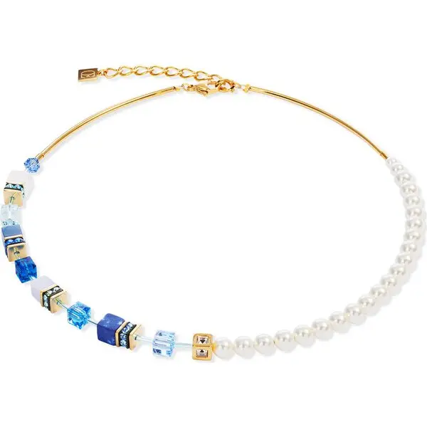 COEUR DE LION Geocube Precious Fusion Pearls Necklace - Blue